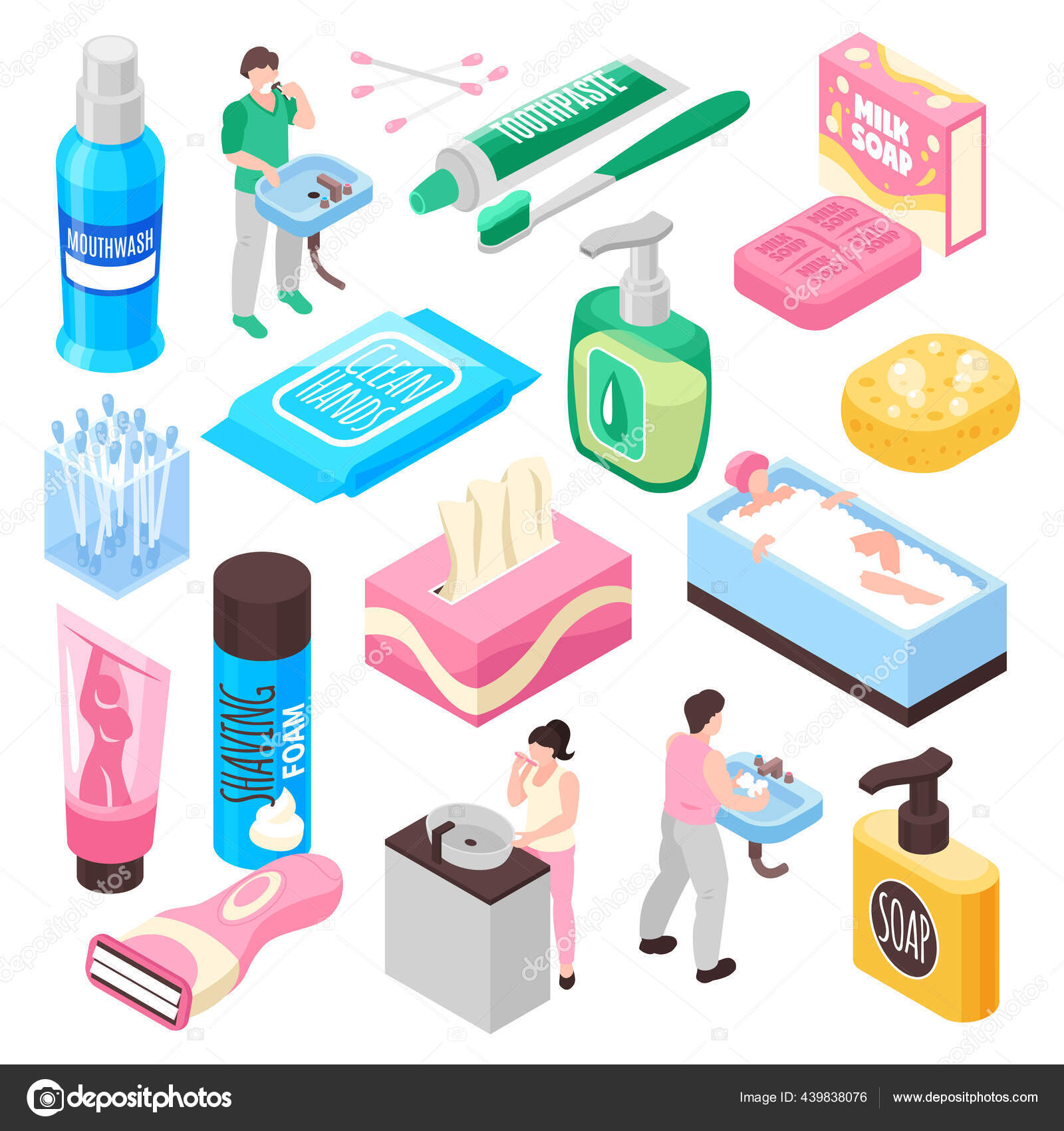 Personal Family Hygiene Set Stock Vector Image by ©macrovector #439838076