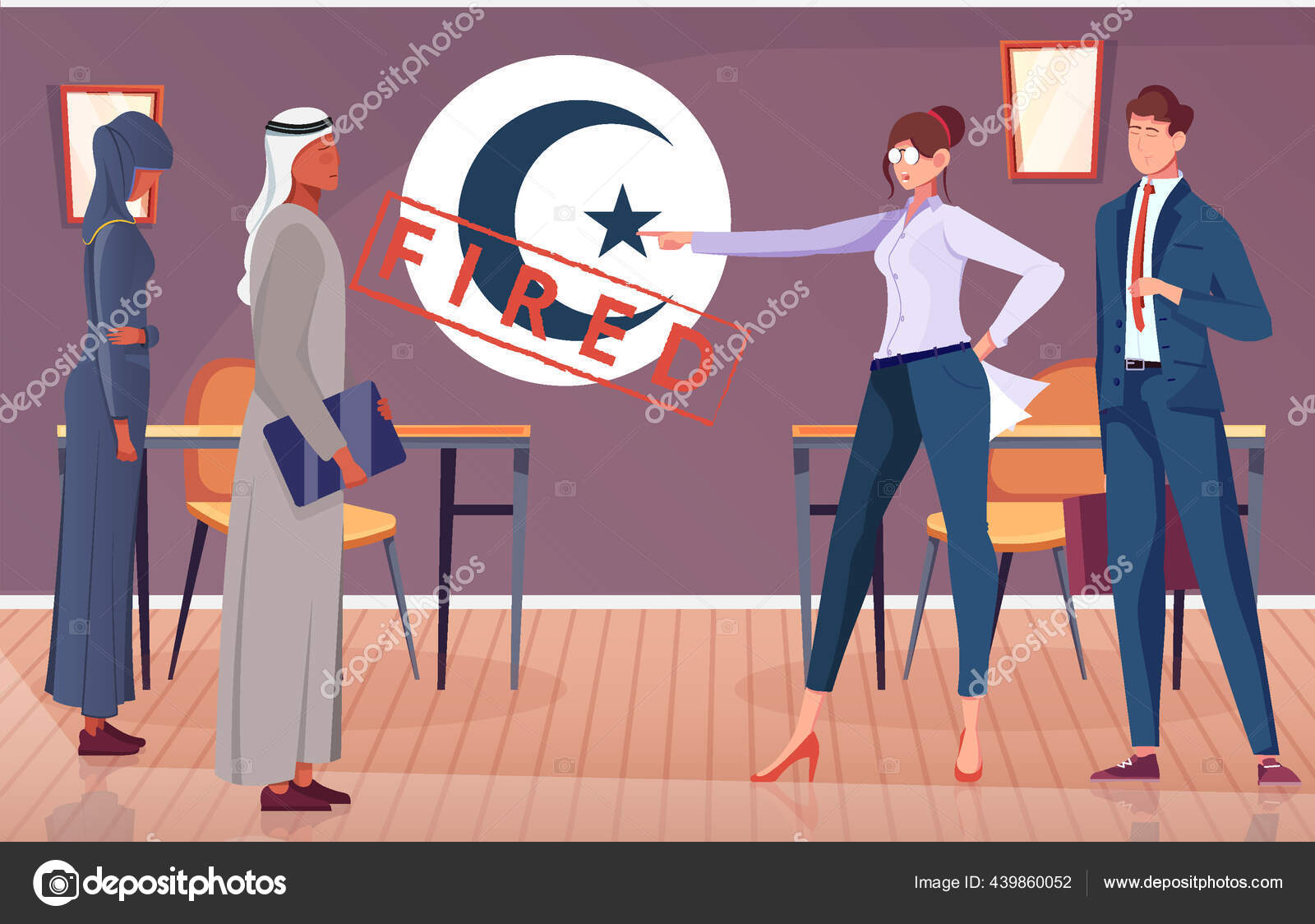 Ilustrasi Diskriminasi Agama Vektor Stok oleh ©macrovector 439860052