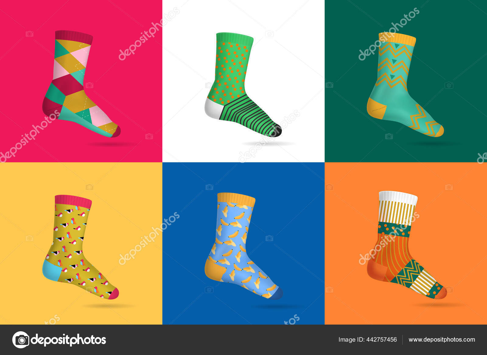 Socks Realistic Multicolored Design Concept Stock Vector by ...
