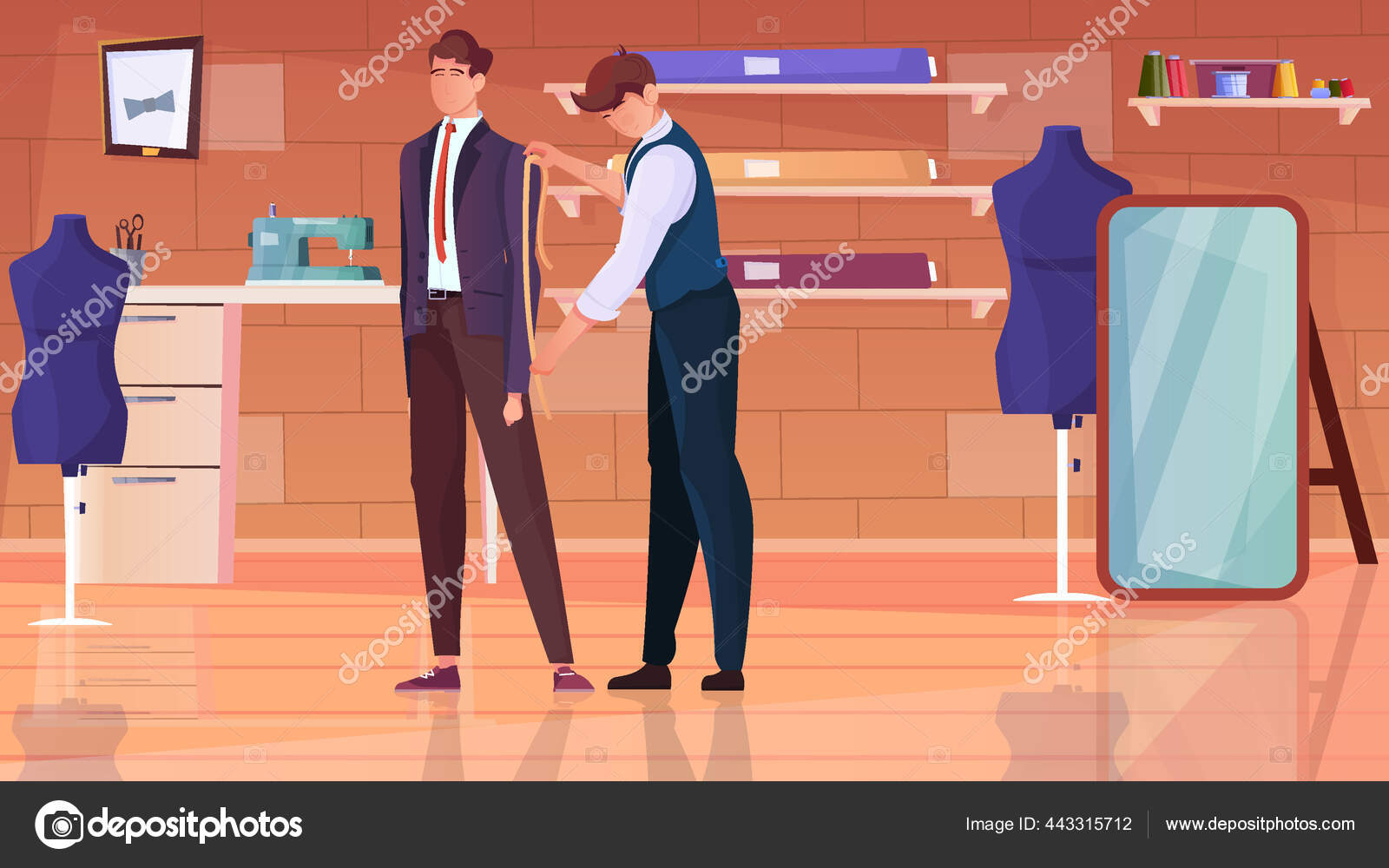 Tailoring Atelier Flat Background Stock Vector Image by ©macrovector ...