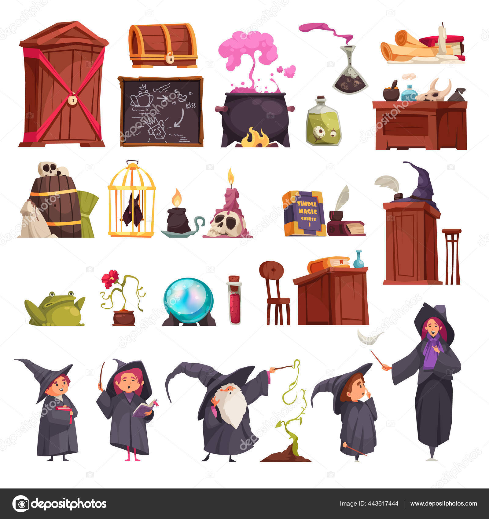 Escuela de magia interior conjunto Vector de stock #443617444 de ...
