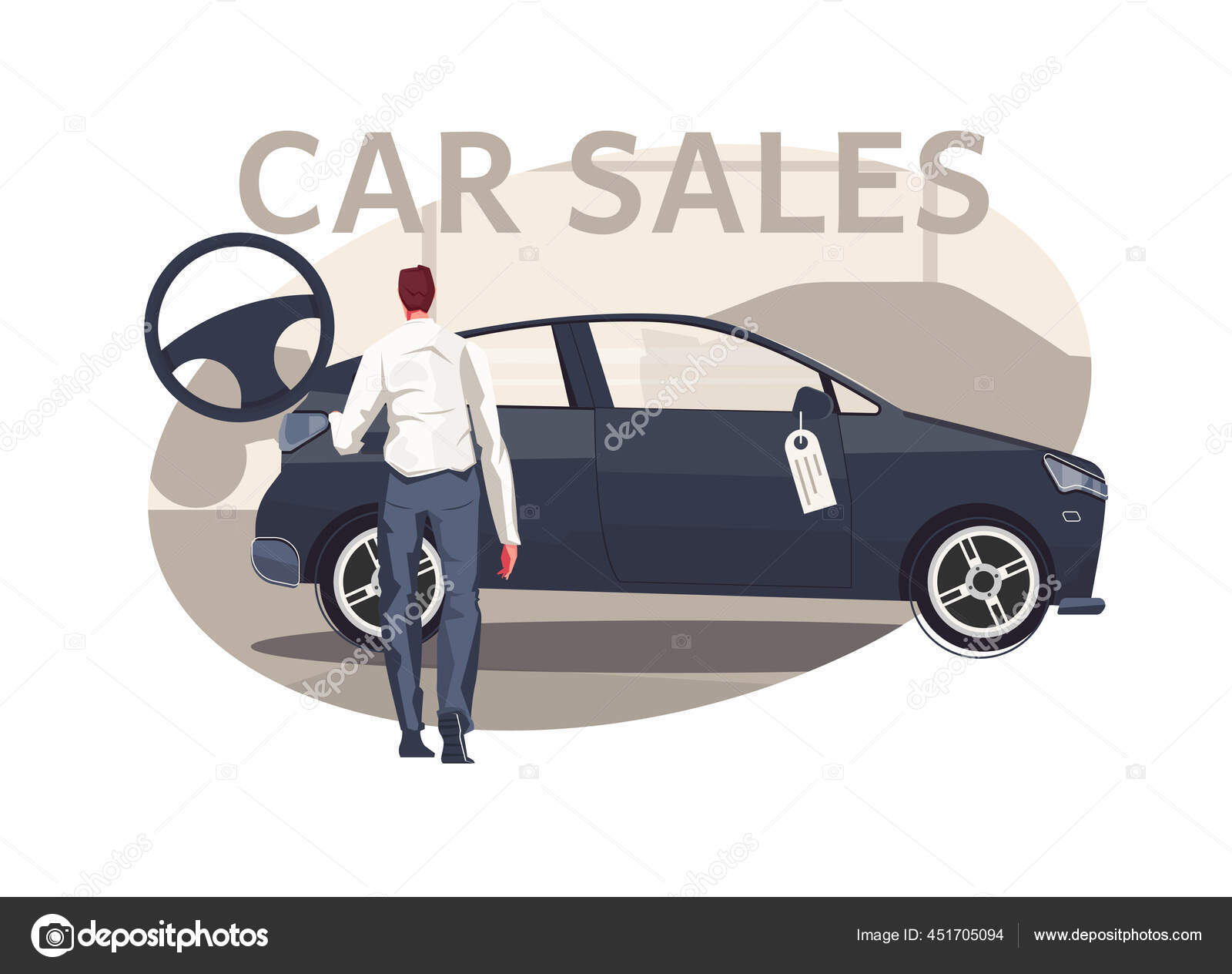Car Sales Flat Composition Stock Vector Image by ©macrovector #451705094