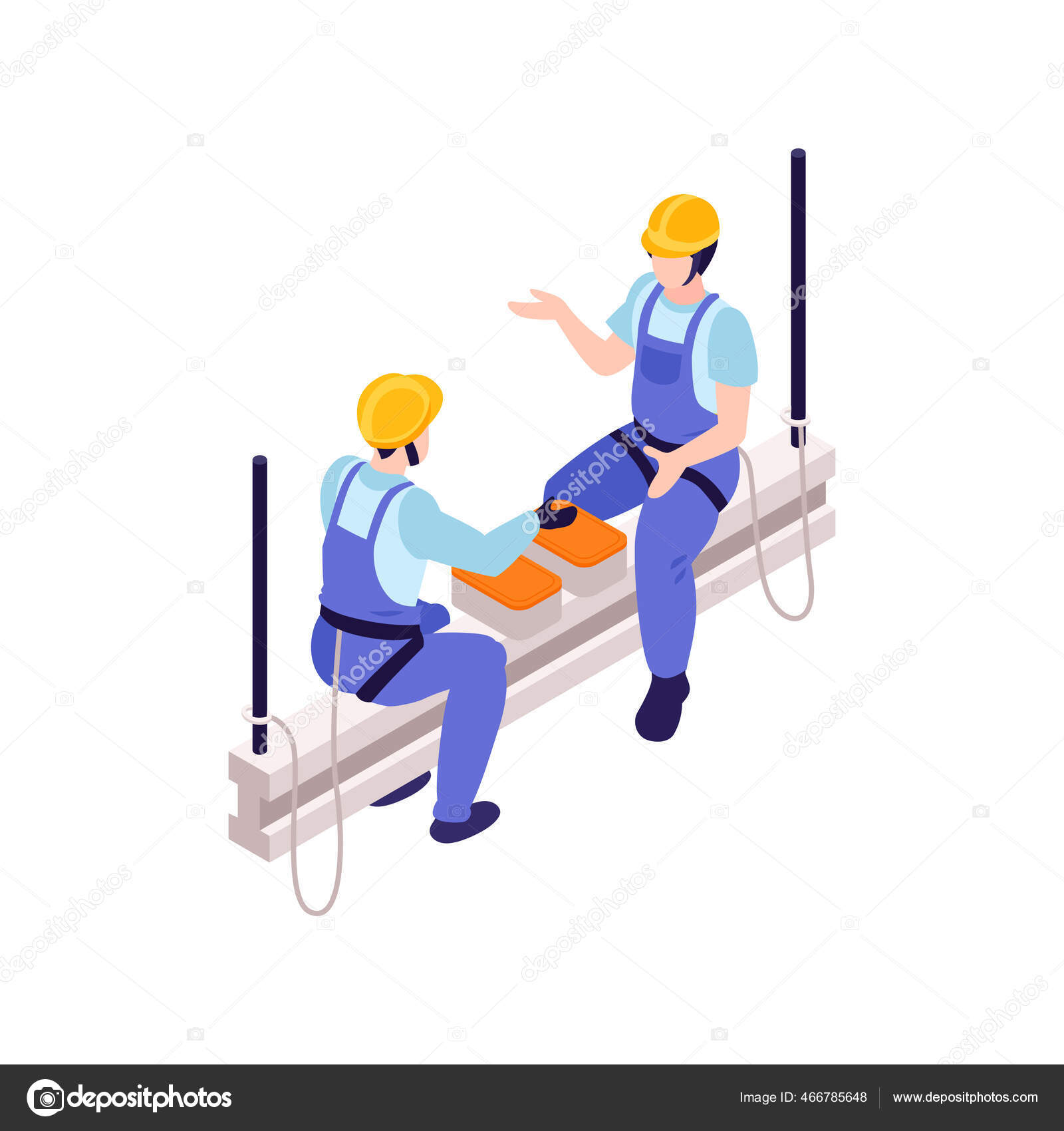 Ironworkers Isometric Illustration Stock Vector by ©macrovector 466785648