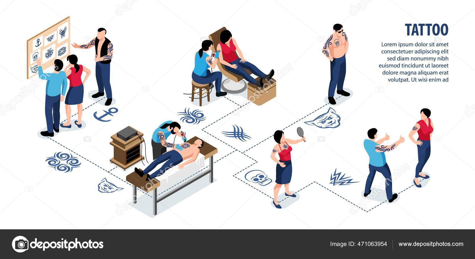 Tattoo Isometric Infographics Stock Vector Image by ©macrovector #471063954