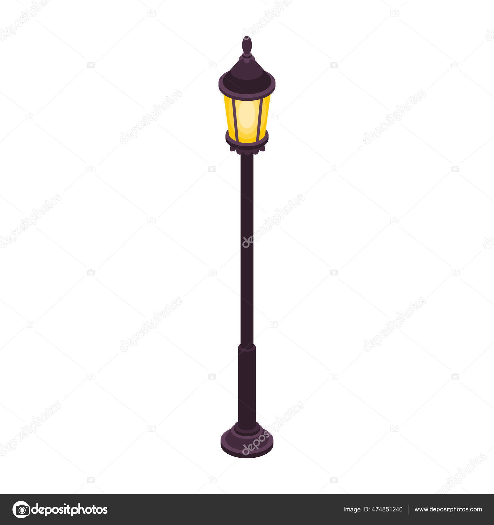 Lamp Post Isometric Icon Stock Vector Image by ©macrovector #474851240