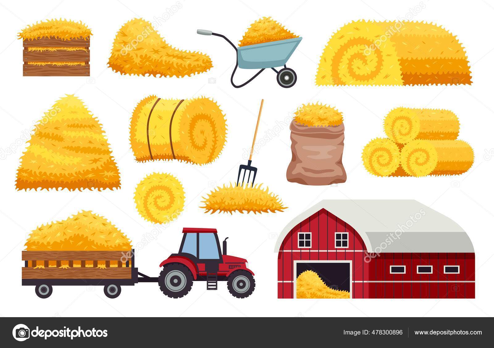 Bales Hay Icons Collection Vector de stock por ©macrovector 478300896