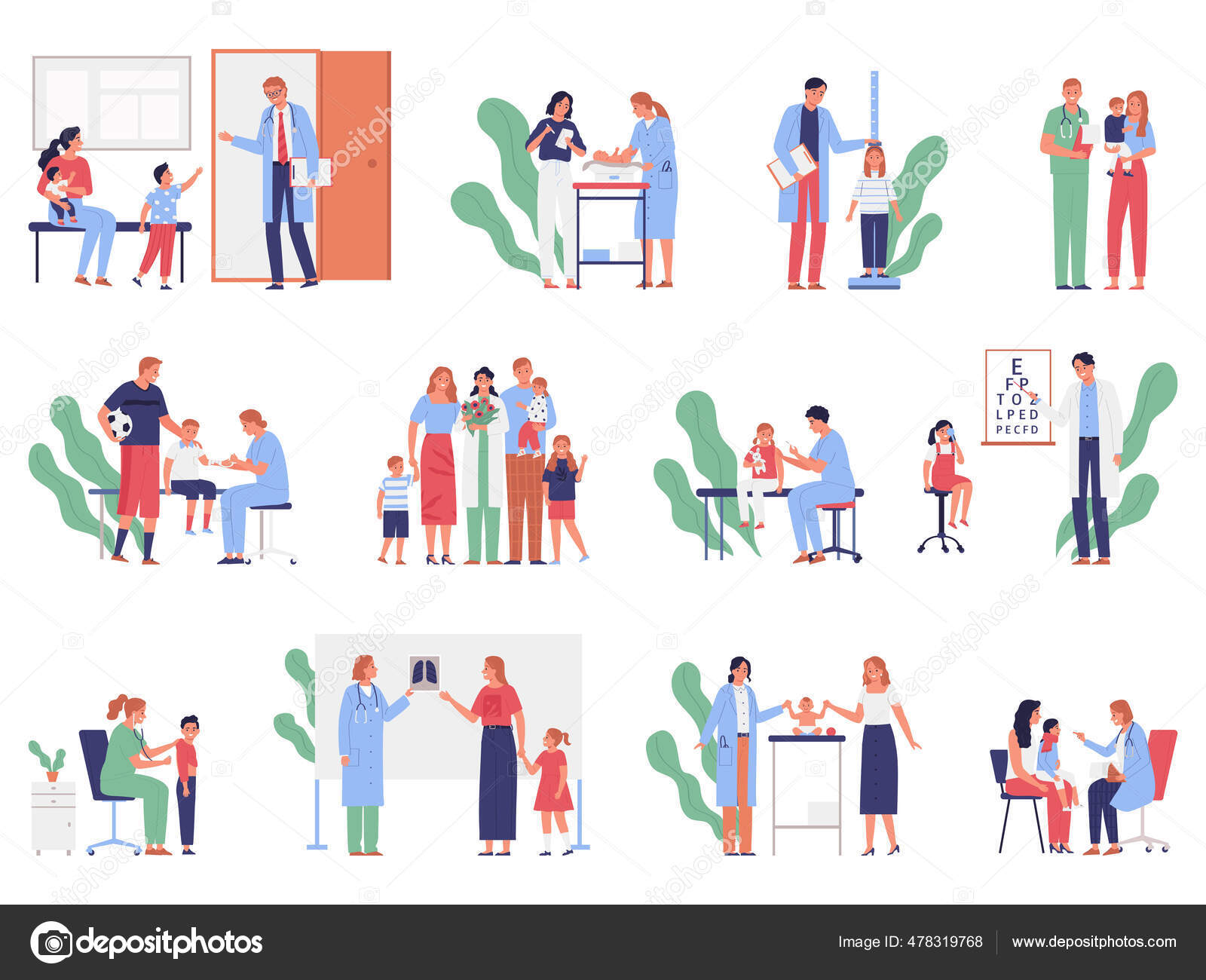 Pediatrician Flat Icons Set Stock Vector Image by ©macrovector #478319768