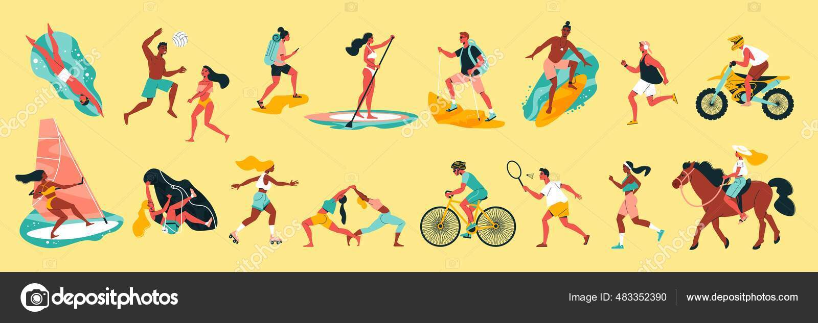 Summer Sport Color Set Stock Vector Image by ©macrovector #483352390