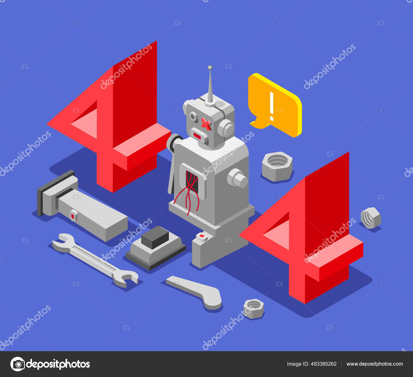 Error Isometric Colored Background Stock Vector by ©macrovector 483385262