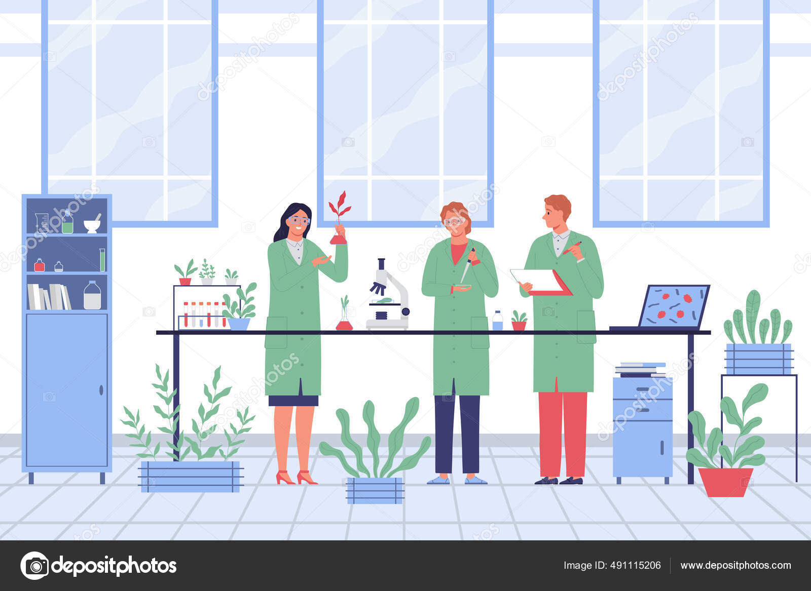 Microbiology Illustration Biology Flat Stock Vector by ©macrovector ...