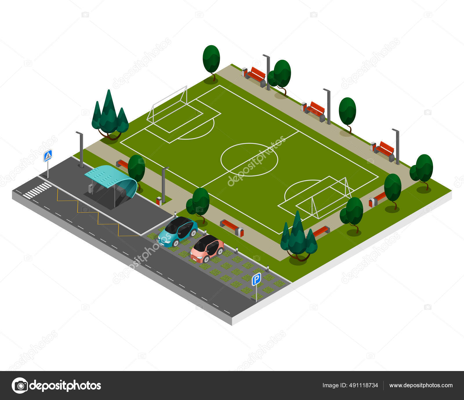 City Constructor Elements Isometric Colored Composition Stock Vector by ©macrovector 491118734