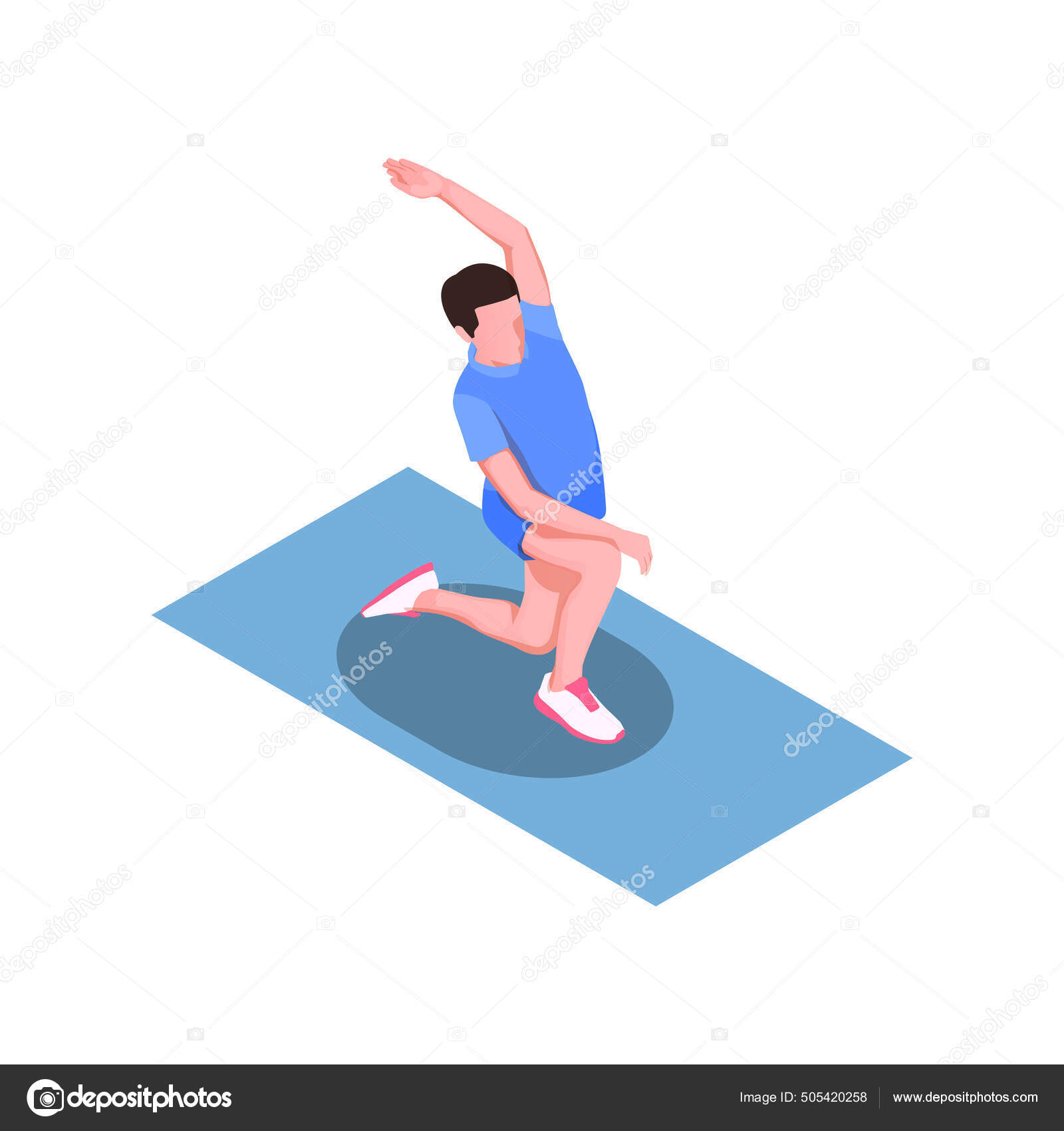 Hombre Estiramiento Ilustración Vector de Stock de ©macrovector 505420258