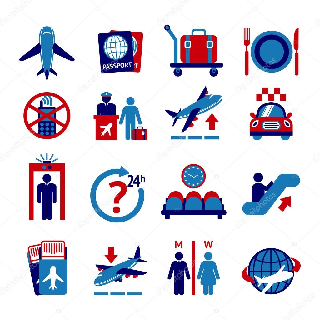 Airport Icons Set — Stock Vector © macrovector #51864345 Airport Icons Set — Stock Vector © macrovector #51864345