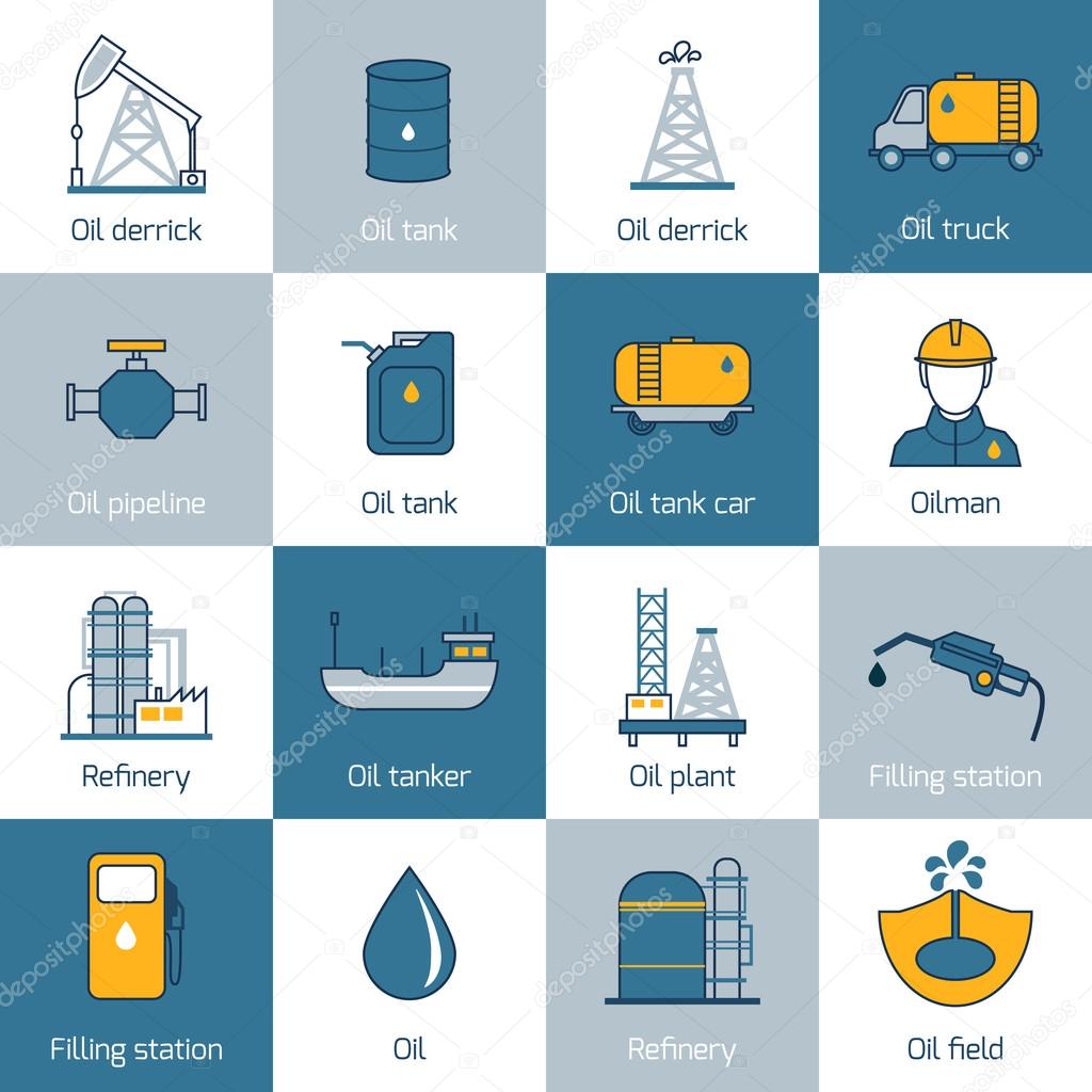 Oil Icons Flat Line — Stock Vector © macrovector #52696567
