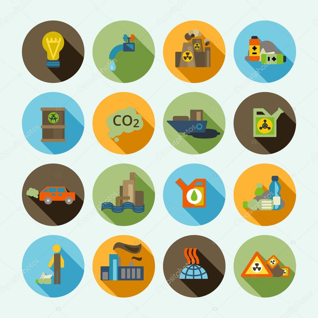 Pollution Icons Set — Stock Vector © macrovector #52696603 Pollution Icons Set — Stock Vector © macrovector #52696603