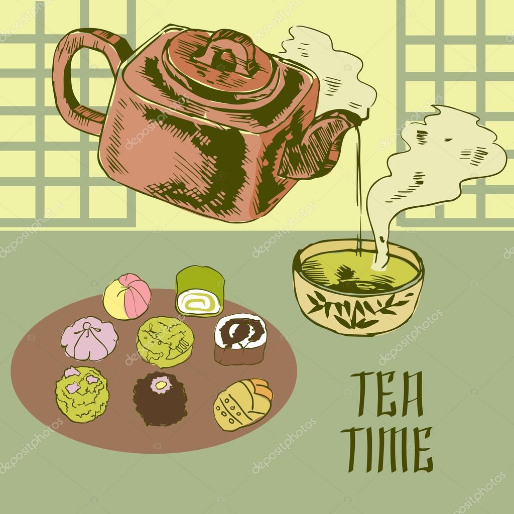 Japanese teapot and cup Stock Vector Image by ©macrovector #52931953