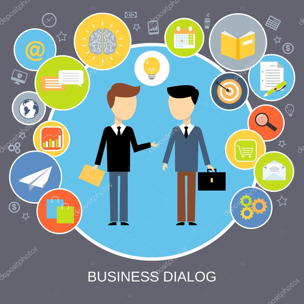 concepto de diálogo empresarial — Vector de stock © macrovector #53073753