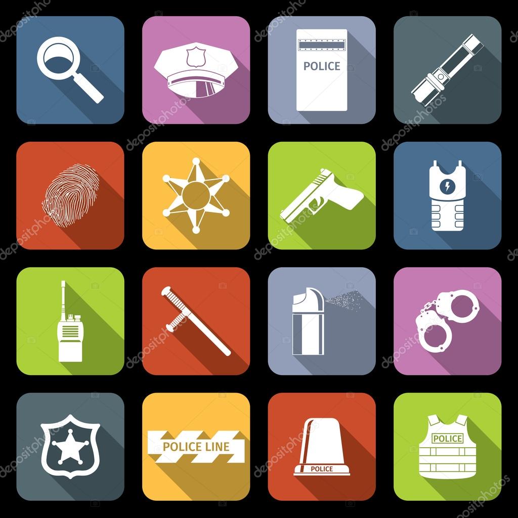 Police Icons Set Flat Stock Vector Image by ©macrovector #53323983