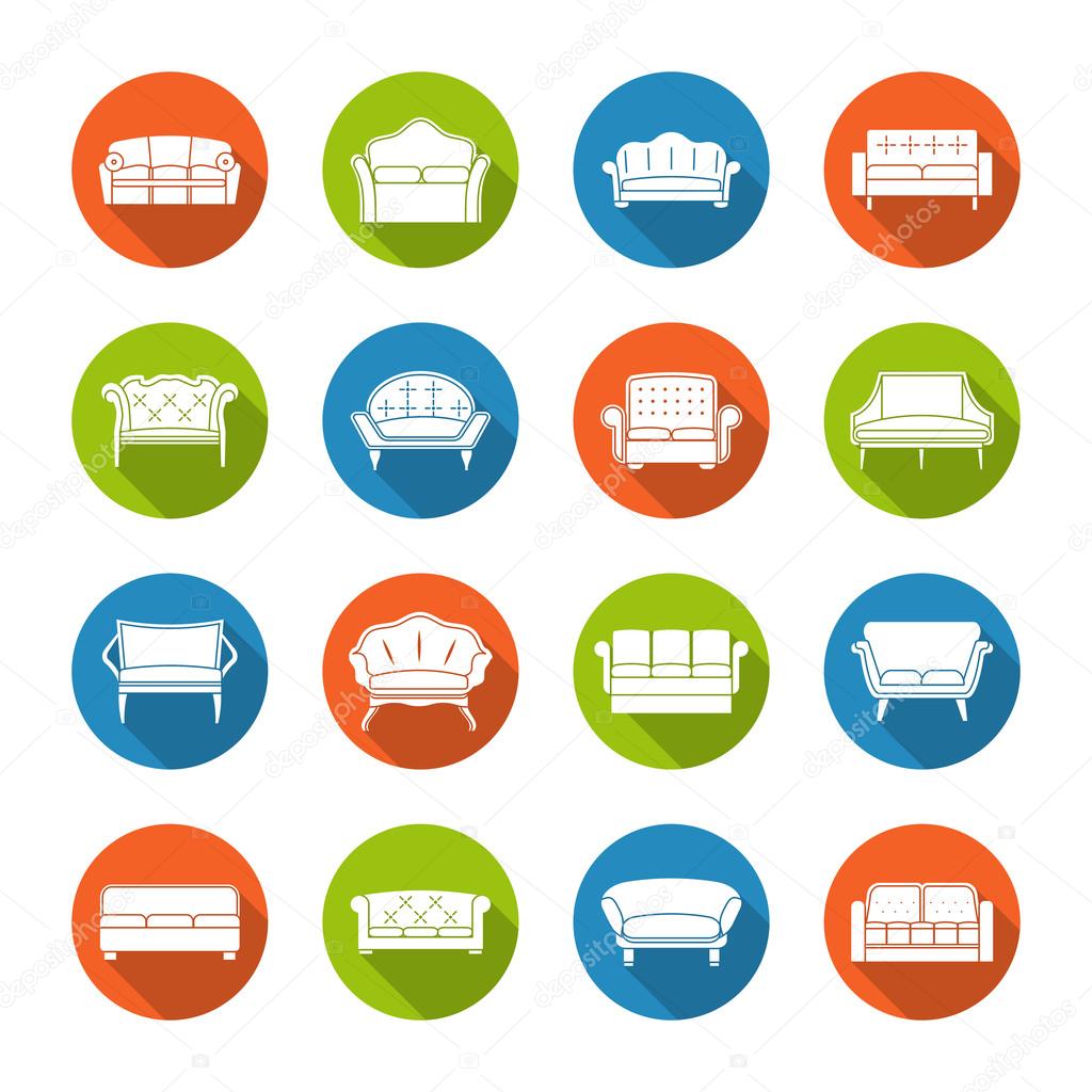 Sofa Icons Flat — Stock Vector © macrovector #54324941