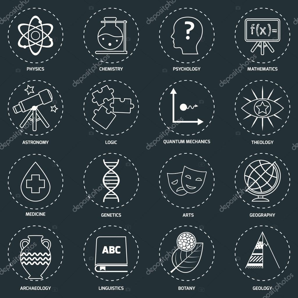 Esquema de iconos de áreas científicas Vector de stock por ©macrovector ...