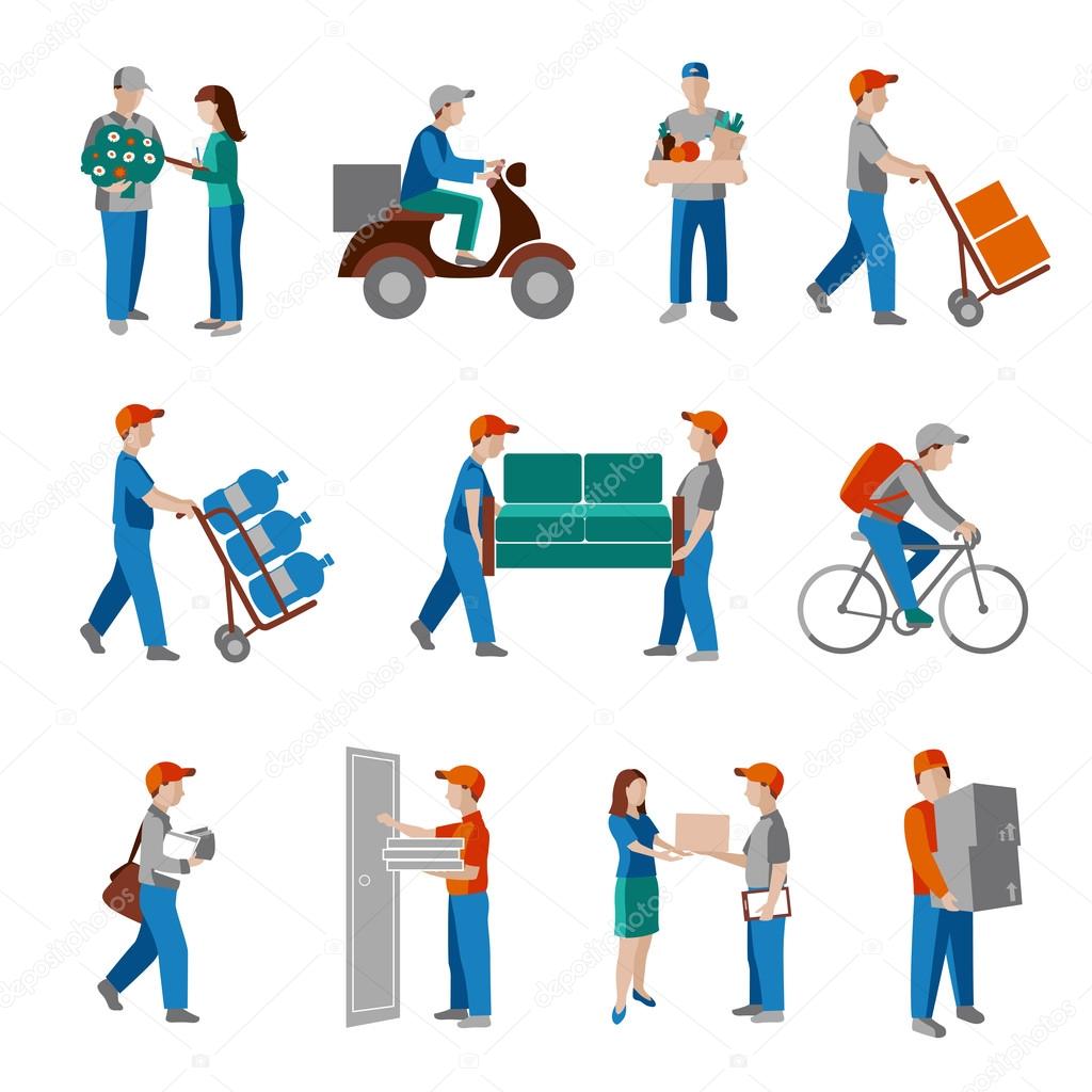 Delivery icons flat — Stock Vector © macrovector #55518057