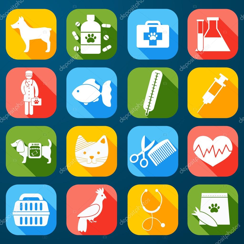 Veterinary Icons Set — Stock Vector © macrovector #55785425