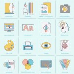 Set of modern flat design icons on design development theme Stock ...
