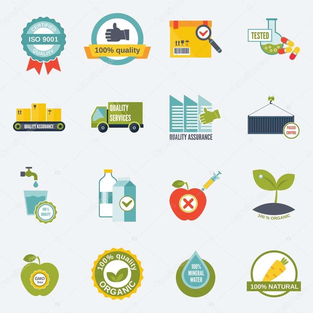 Quality control icons flat — Stock Vector © macrovector #56633721