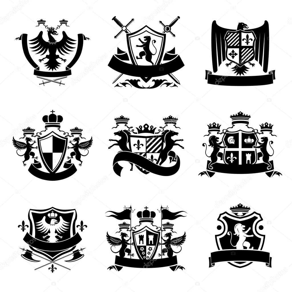 Heraldic Emblems Black Stock Vector Image By ©macrovector 56823649