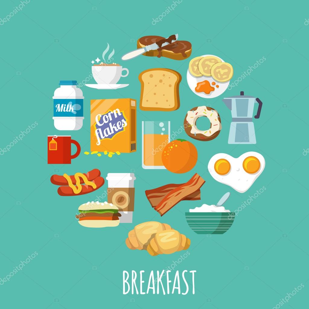 Breakfast icon flat Stock Vector Image by ©macrovector #57486381