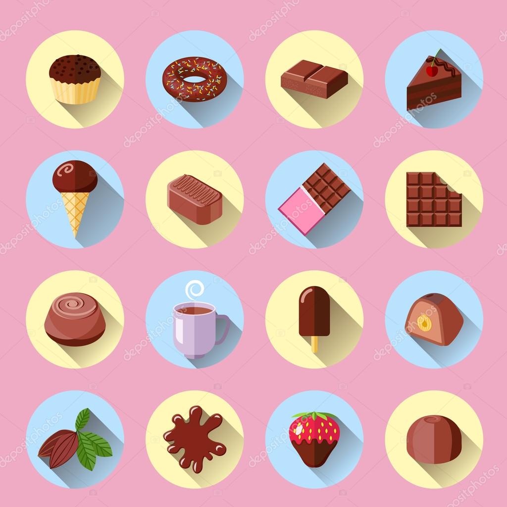 Chocolate icons flat Stock Vector Image by ©macrovector #58480955