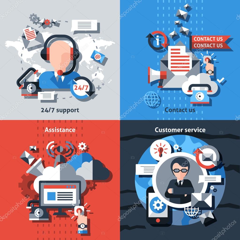 Contáctenos conjunto plano Vector de stock por ©macrovector 58780111