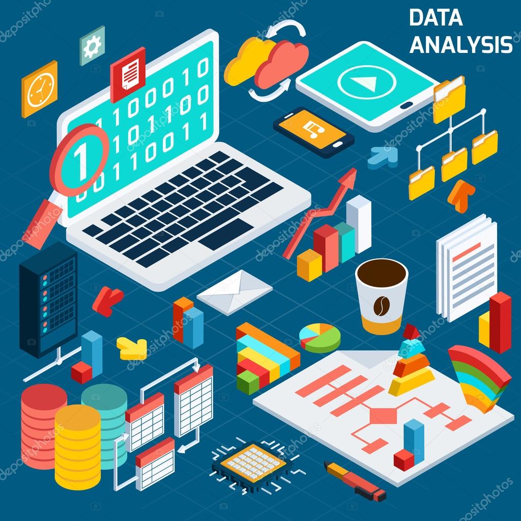 Data analysis isometric — Stock Vector © macrovector #58781035 Data analysis isometric — Stock Vector © macrovector #58781035
