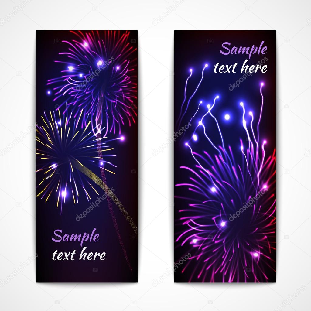 Fireworks Banner Vertical Stock Vector by ©macrovector 60299923