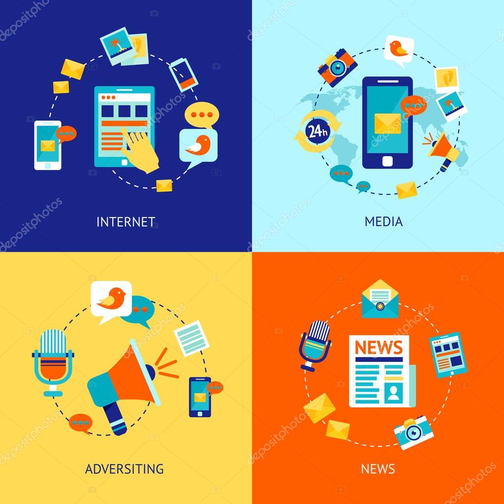 Media flat set Stock Vector by ©macrovector 62627759