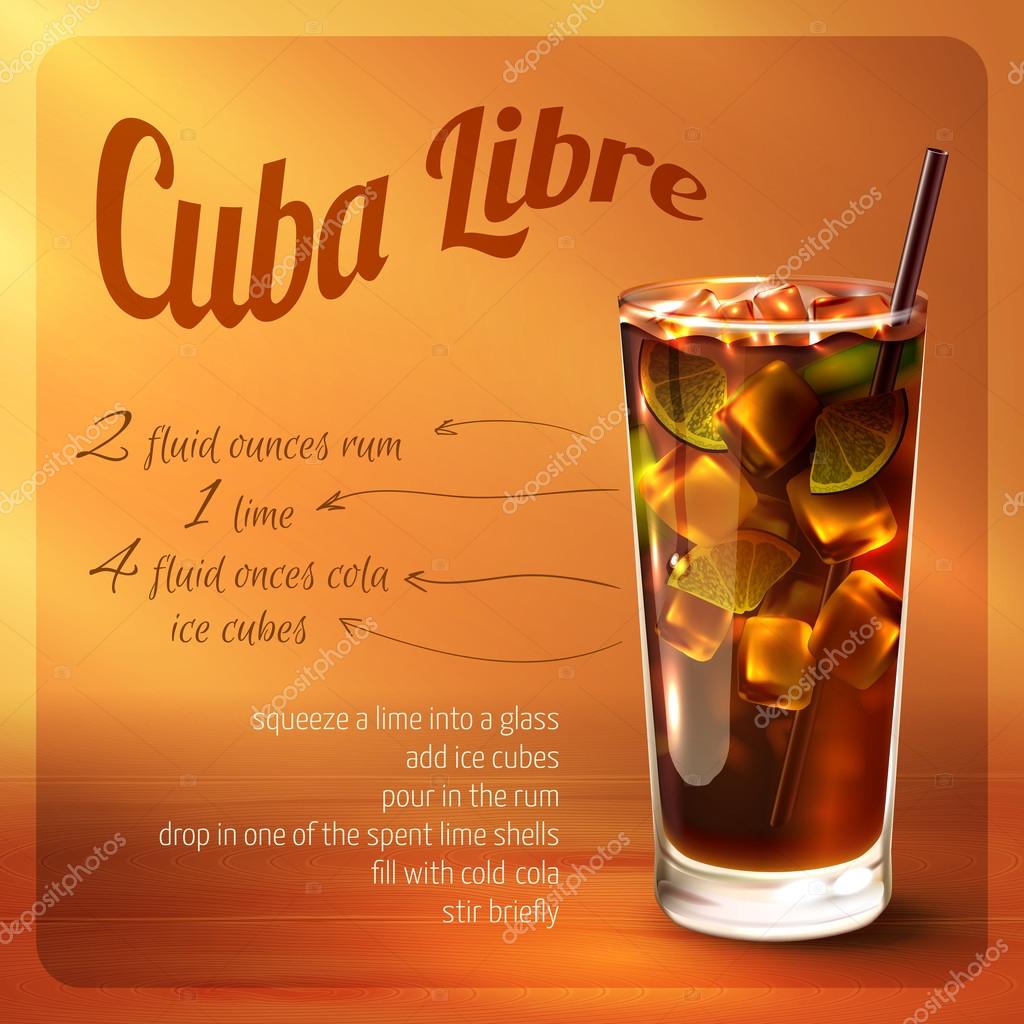 Cuba libre cocktail recipe Stock Vector by ©macrovector 62627875
