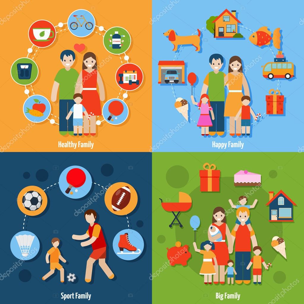 Family Icons Set — Stock Vector © macrovector #64847287