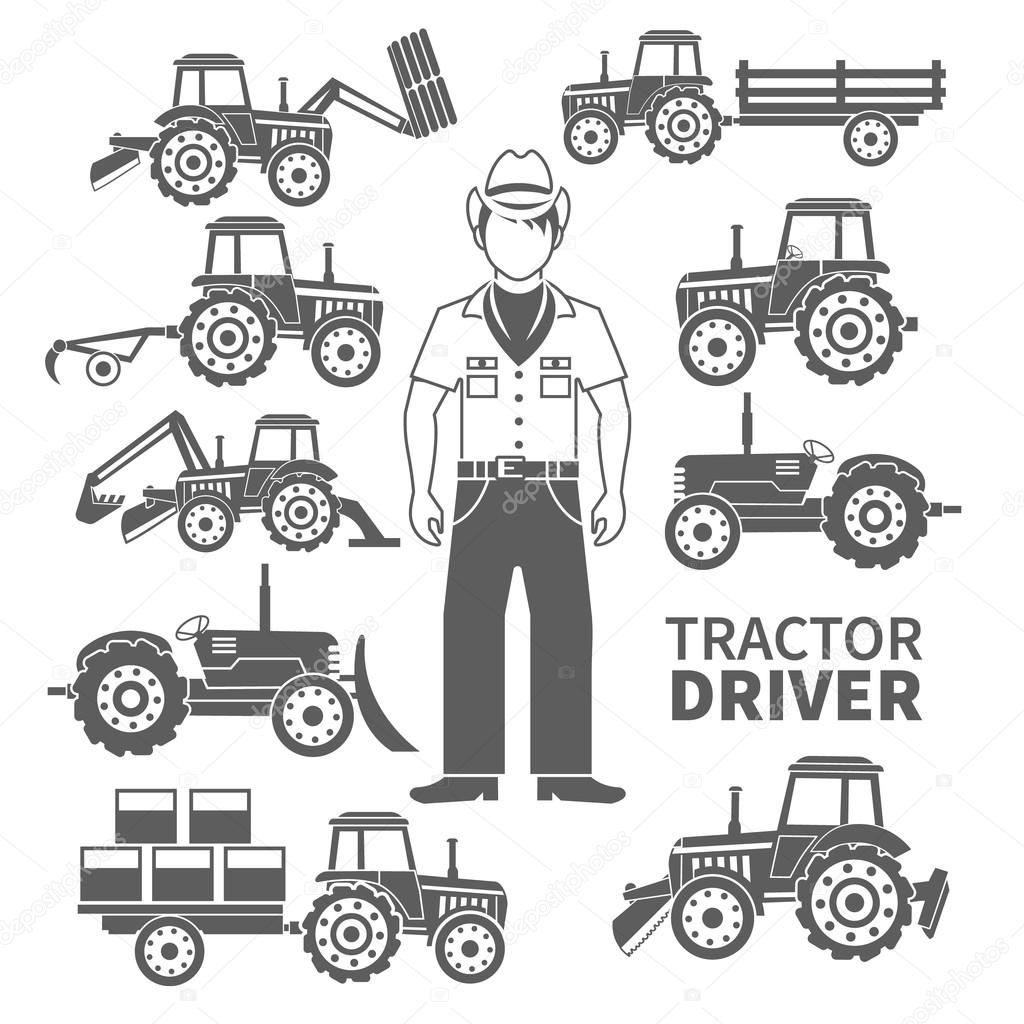 Tractor Driver Icons Stock Vector Image by ©macrovector #64854405