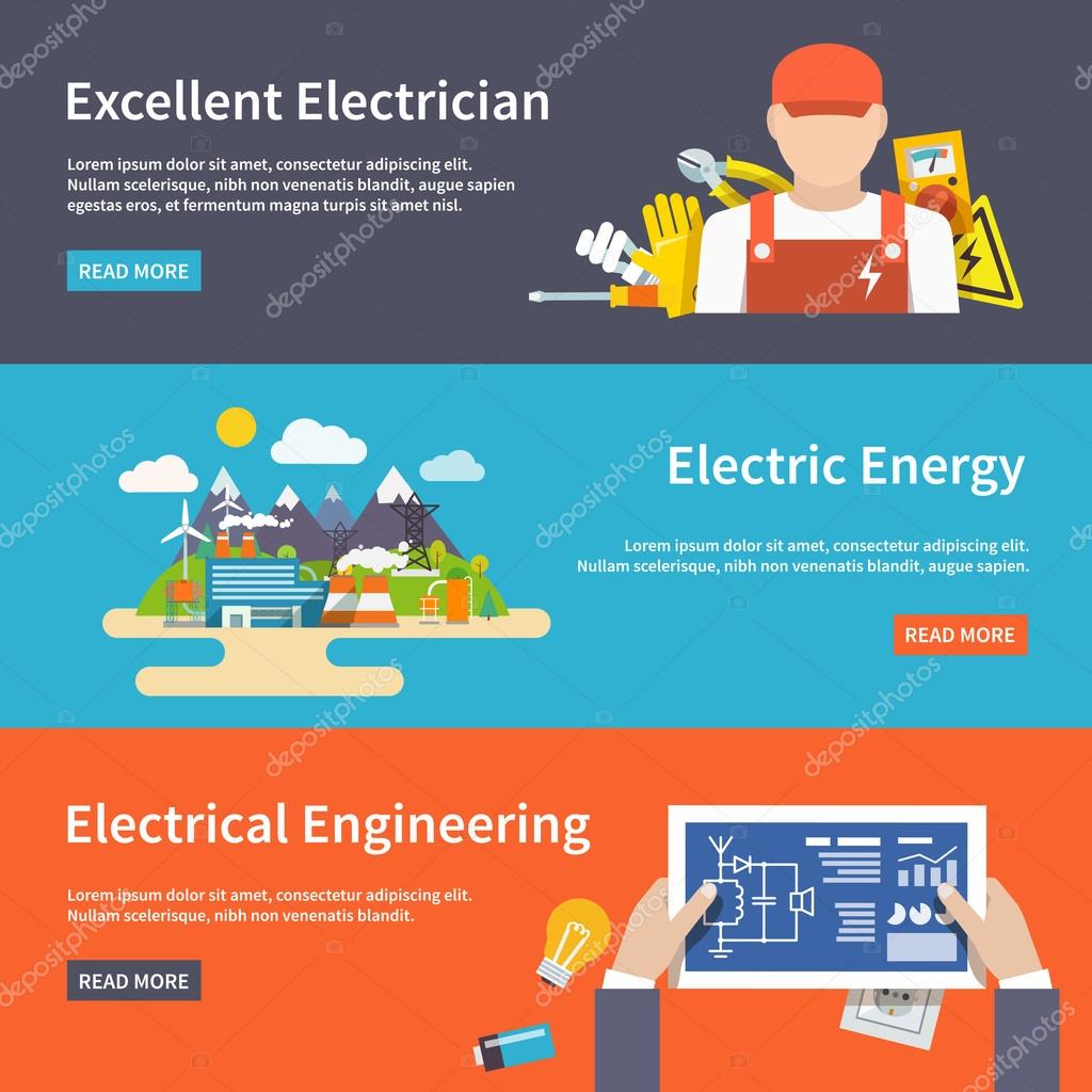 Electricity Banner Set Stock Vector by ©macrovector 66913315