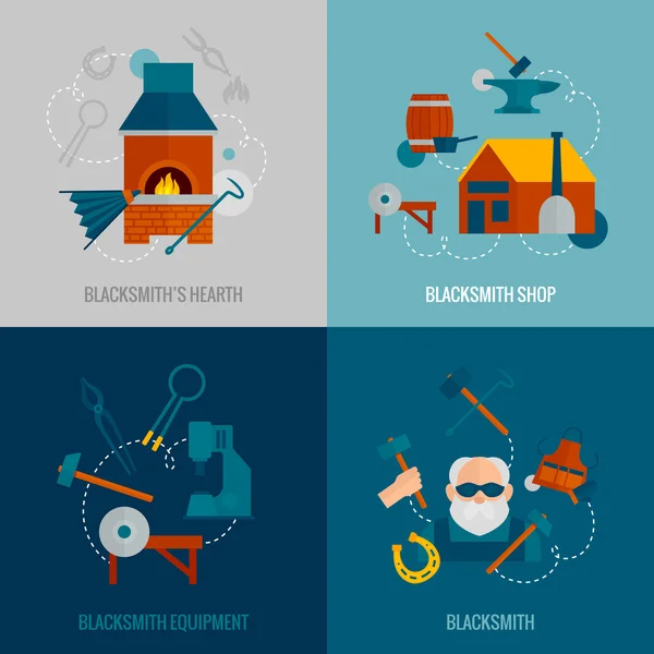 Blacksmith Icons In Colorful Squares Stock Vector Image by ©macrovector ...
