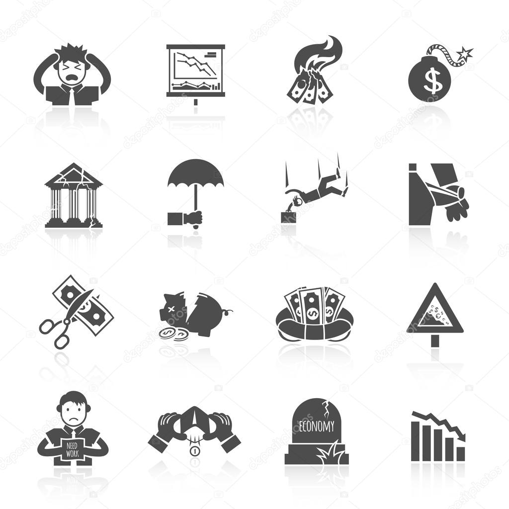 Economic Crisis Icons Stock Vector by ©macrovector 68189105