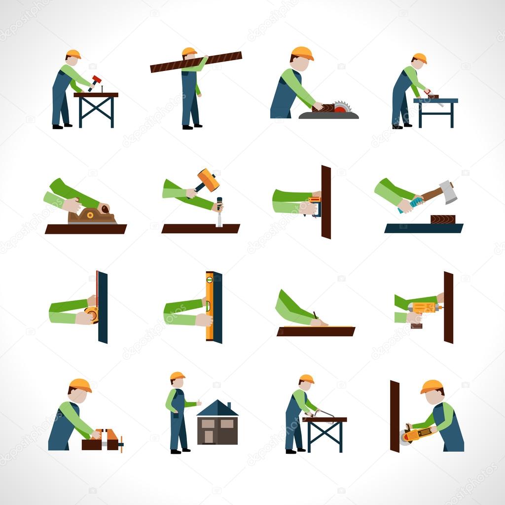 Carpenter Icons Set — Stock Vector © macrovector #68189227 Carpenter Icons Set — Stock Vector © macrovector #68189227