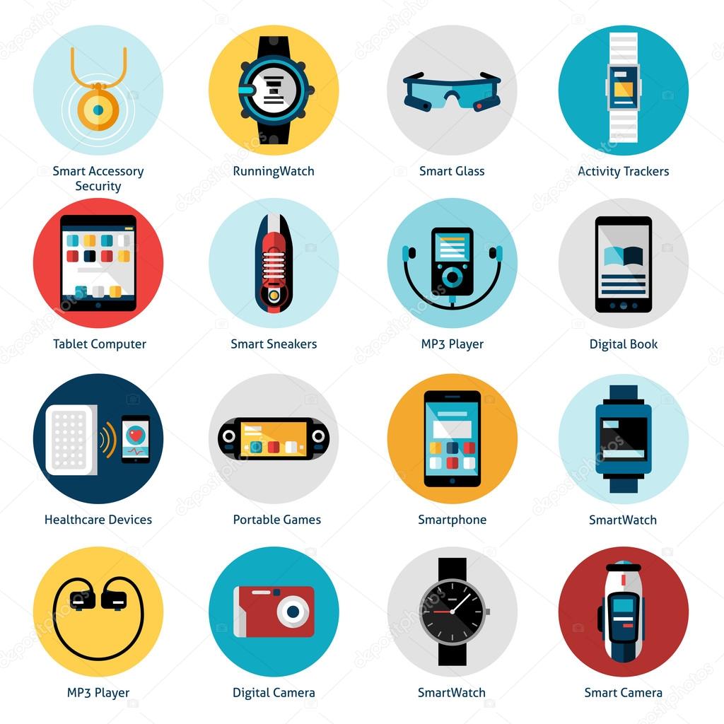 Wearable Technology Icons — Stock Vector © macrovector #68189599