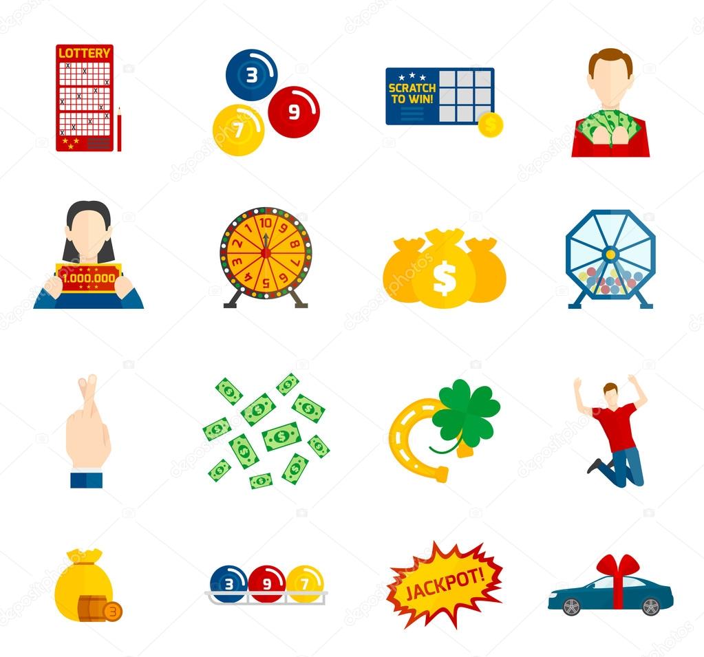 Lottery Icon Flat Set — Stock Vector © macrovector #68189839