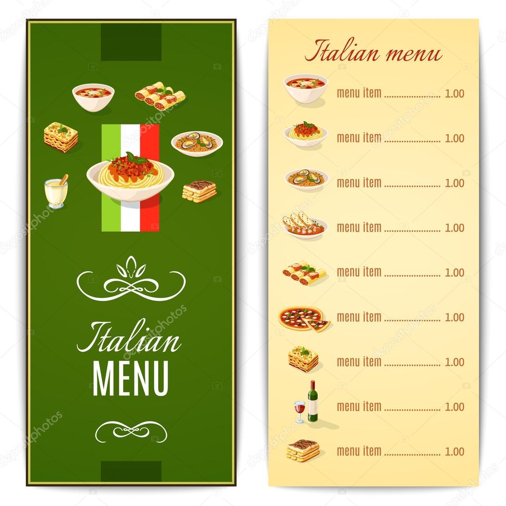 Italian Food Menu — Stock Vector © macrovector #69392413