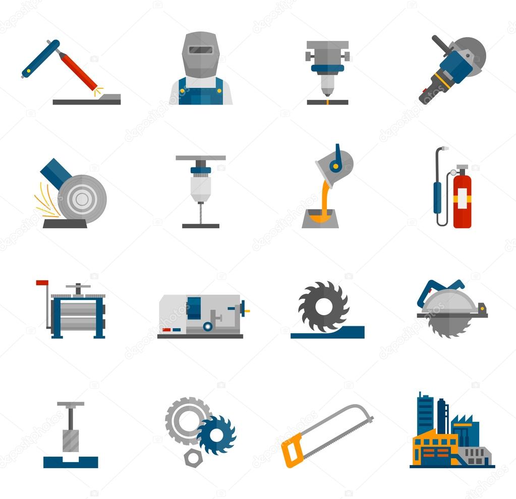 Metal-working Icon Flat — Stock Vector © macrovector #69394453