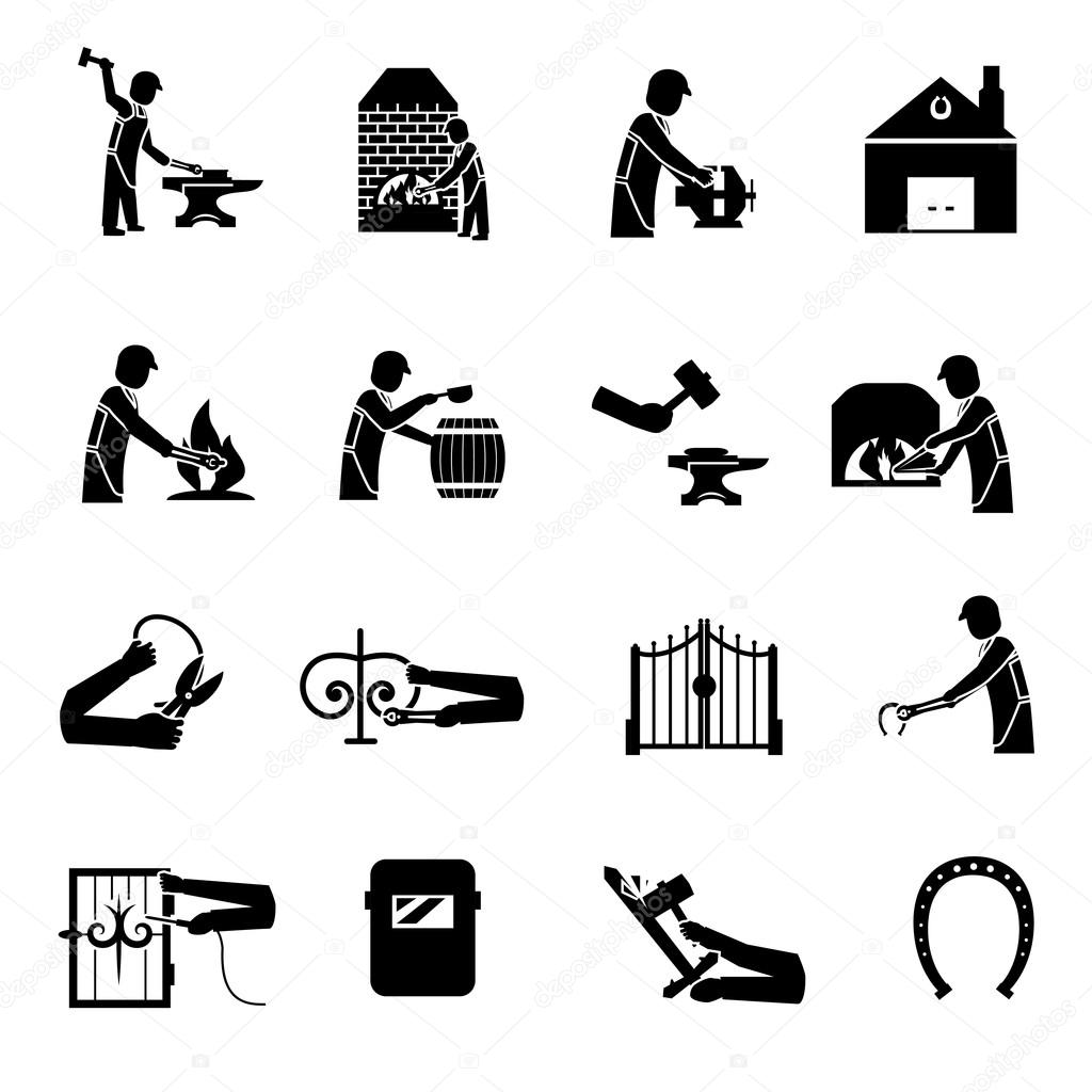 Blacksmith Icons Black Stock Vector Image by ©macrovector #69396221