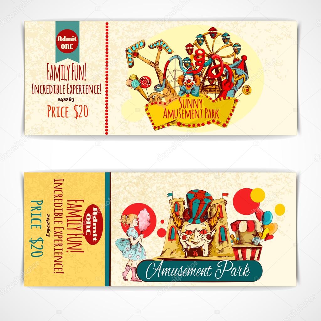 Amusement Park Tickets — Stock Vector © macrovector #70841847
