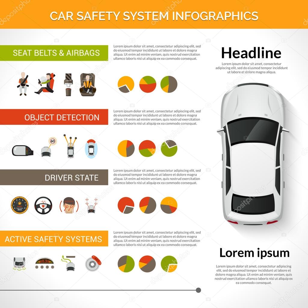 Car Safety System Infographics Stock Vector Image by ©macrovector #71549705