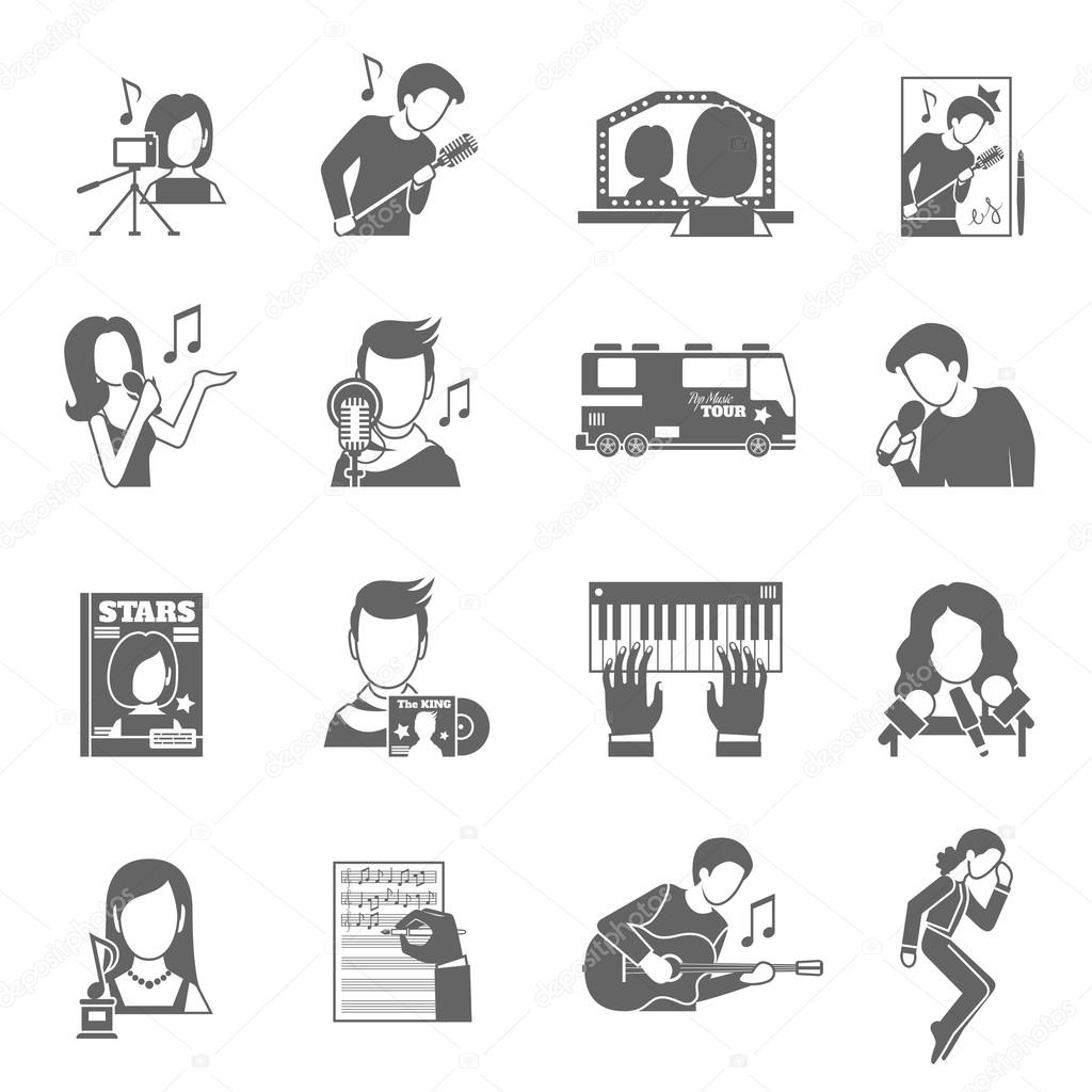 Pop Singer Icons Set Stock Vector Image by ©macrovector #74008849